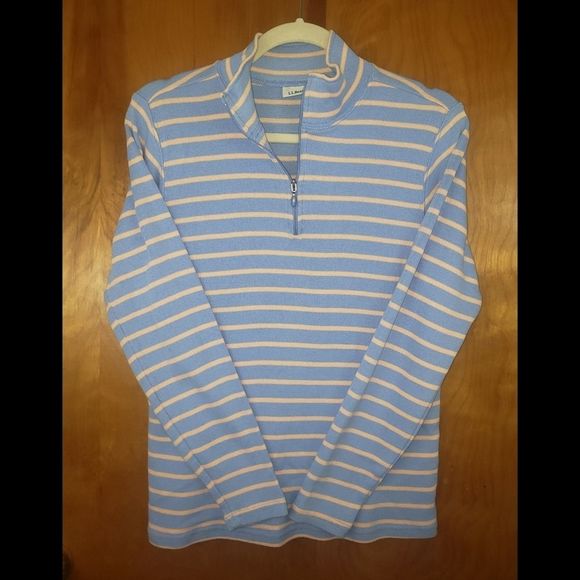 L.L. Bean | Sweaters | Llbean Periwinkle Peach Striped 0 Cotton Half ...